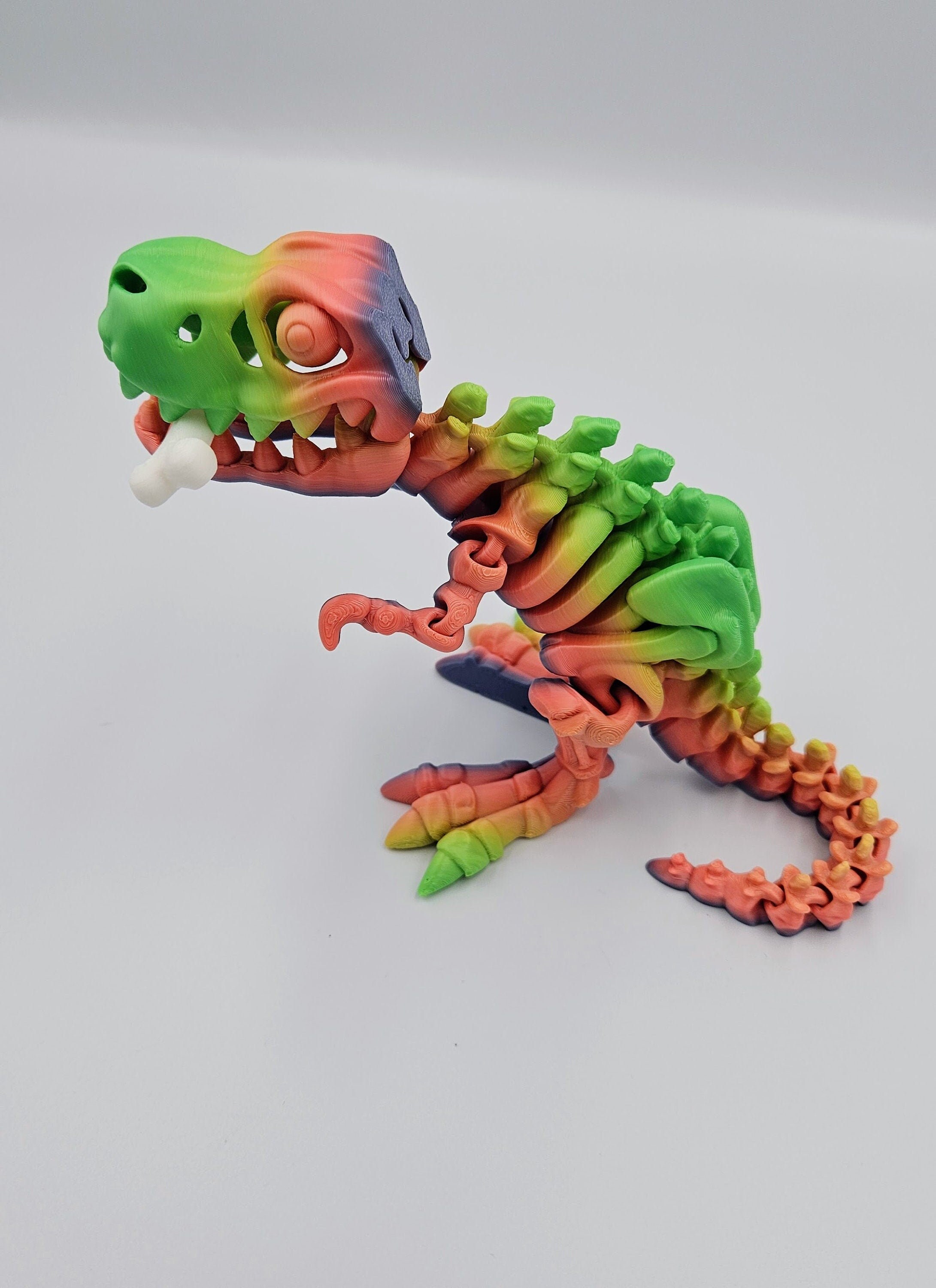 Flexi T-rex Fidget - Flexible Rexi With Bone 3D Printed Articulated ...