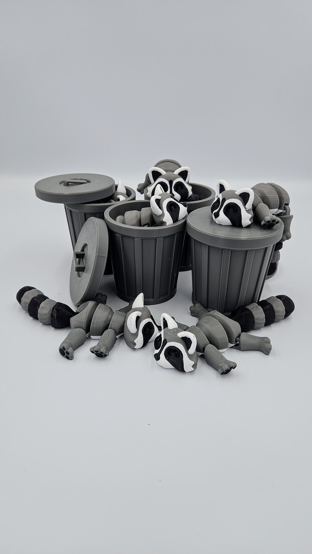 Trash Raccoon Articulating Fidget Toy Includes Trash Can and Lid ADHD ...