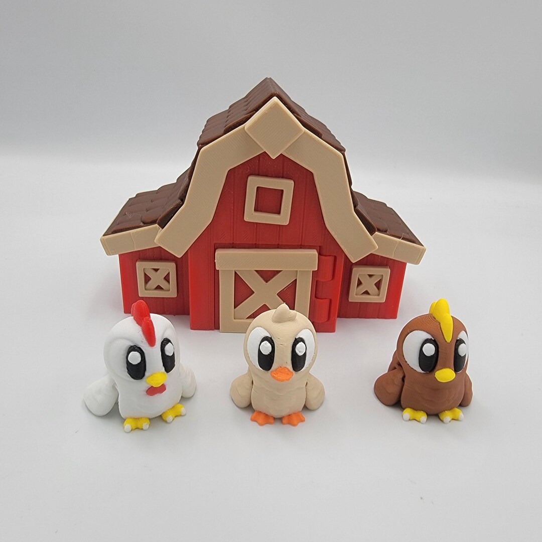 Flexi Chicken Duck Toy Set | Articulated Barn Animal Figurines | 3D ...