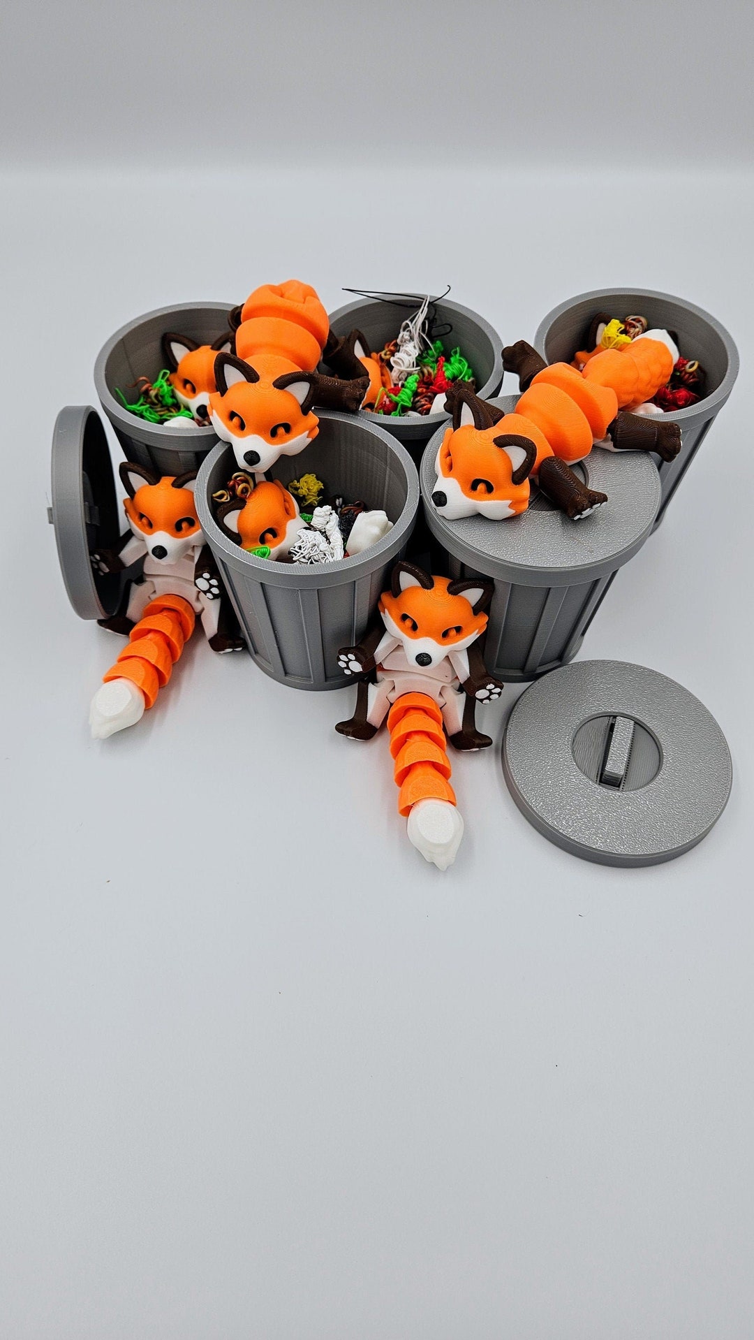 Trash Fox Articulating Fidget Toy Includes Trash Can and Lid ADHD ...
