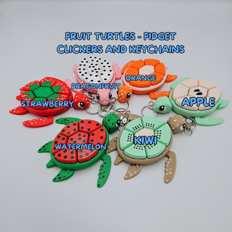 Turtle Fidget Clickers - Fruit Series Desktop and Keychains - Sensory ...