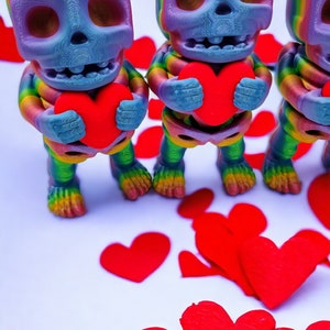 Flexi Skeleton Holding Heart 3D Printed Fidget Toy Valentine's Day ...