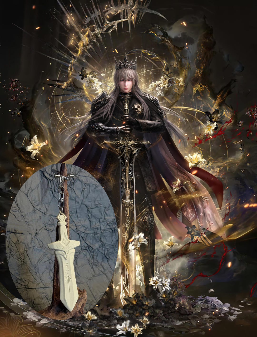 Love and Deepspace Xavier King of Darknight 3D Imitation Wooden Sword ...