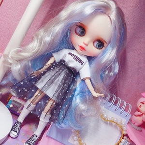 2 Pcs Blythe Doll Clothes Outfit 1/6 Doll Bjd Doll Dress Fashion Letter ...