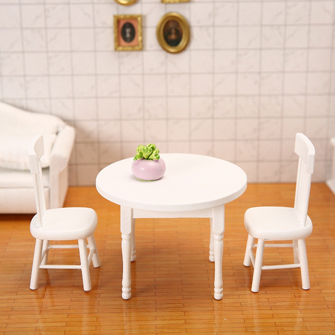 Dollhouse Diy Miniature Round Table and Chair Set Obitsu11 - Etsy