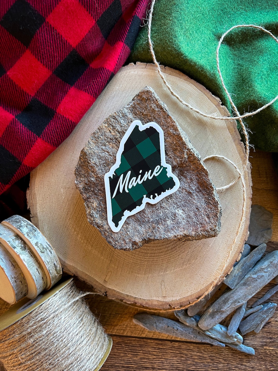 Maine Plaid Vinyl Sticker Green Plaid 3.5 Inch Tall - Etsy