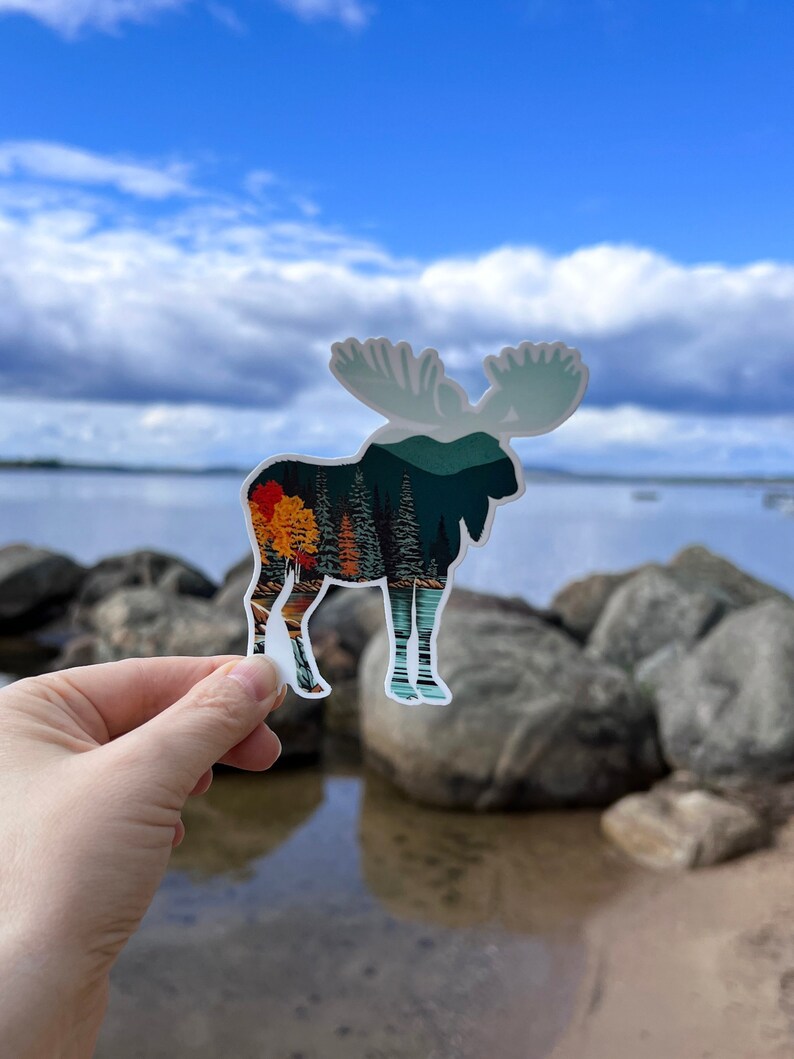 Moose Sticker - Maine Moose Fall Sticker - Vermont Moose Nature - New ...