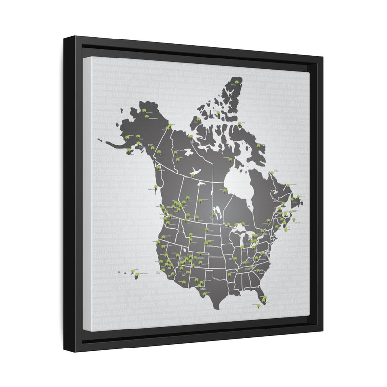 North America National Parks Map - Matte Canvas, Framed (multi-color ...