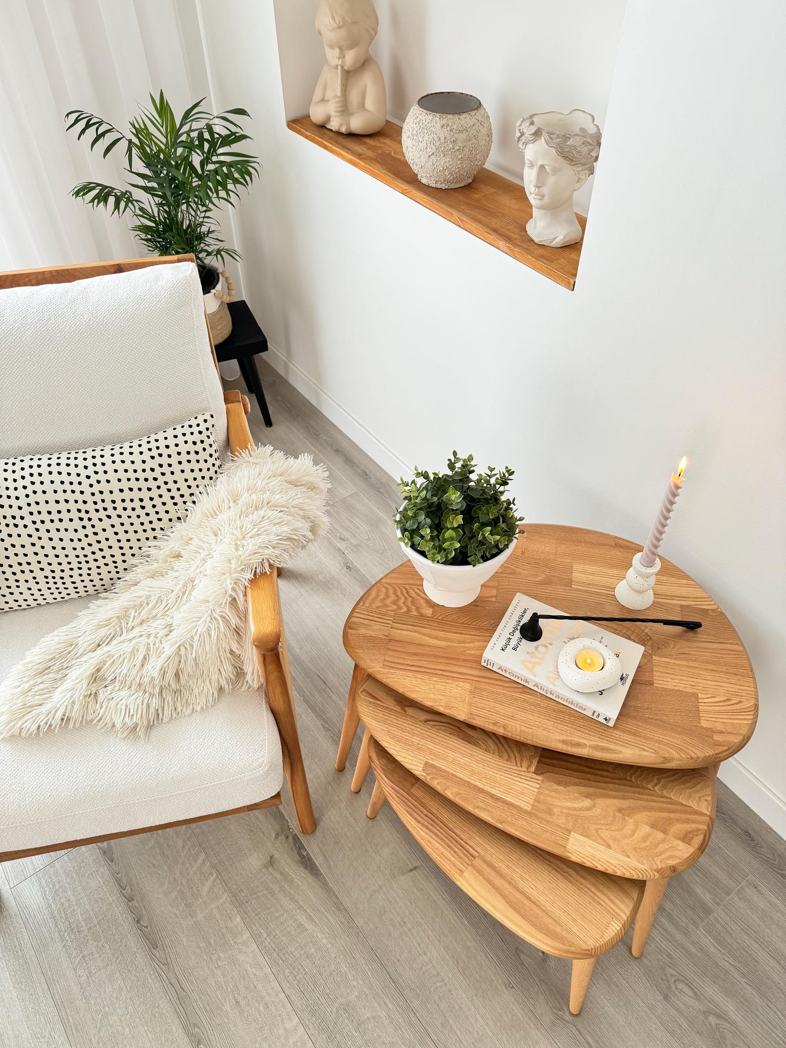 Chestnut Nesting Coffee Table Set Mid-century Modern Side Tables for ...