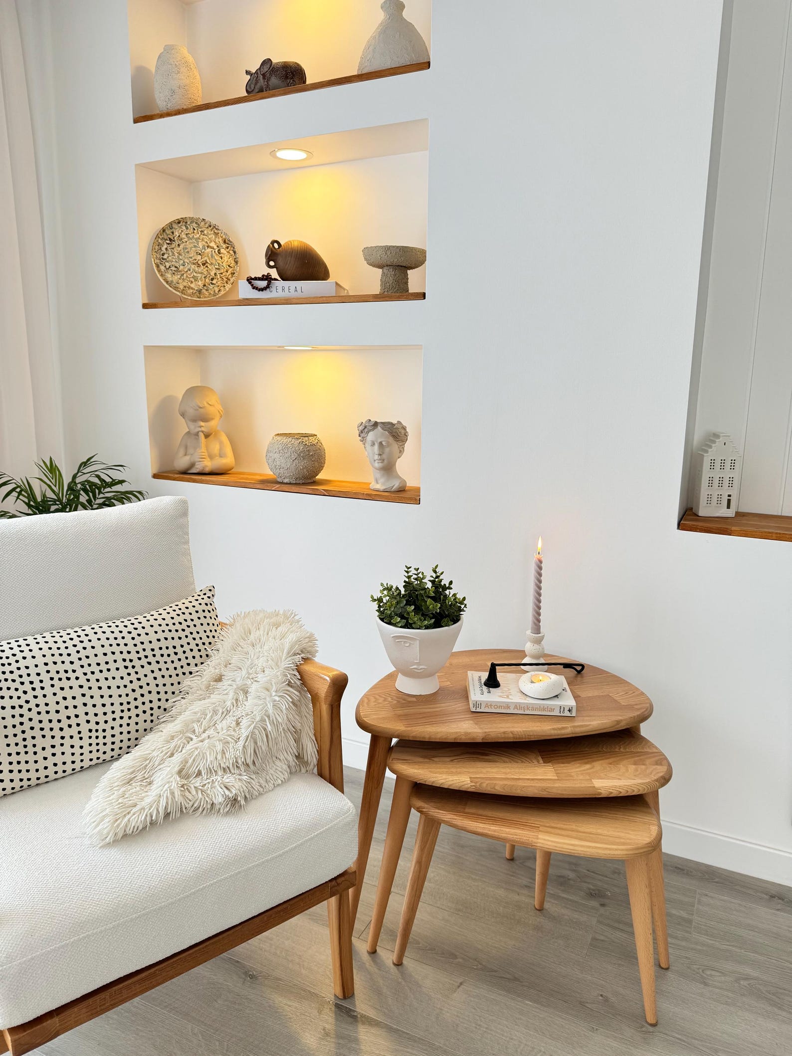 Chestnut Nesting Coffee Table Set Mid-century Modern Side Tables for ...