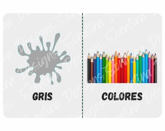 Spanish Flashcards for Toddlers, Color Flash Cards, Montessori Flash ...