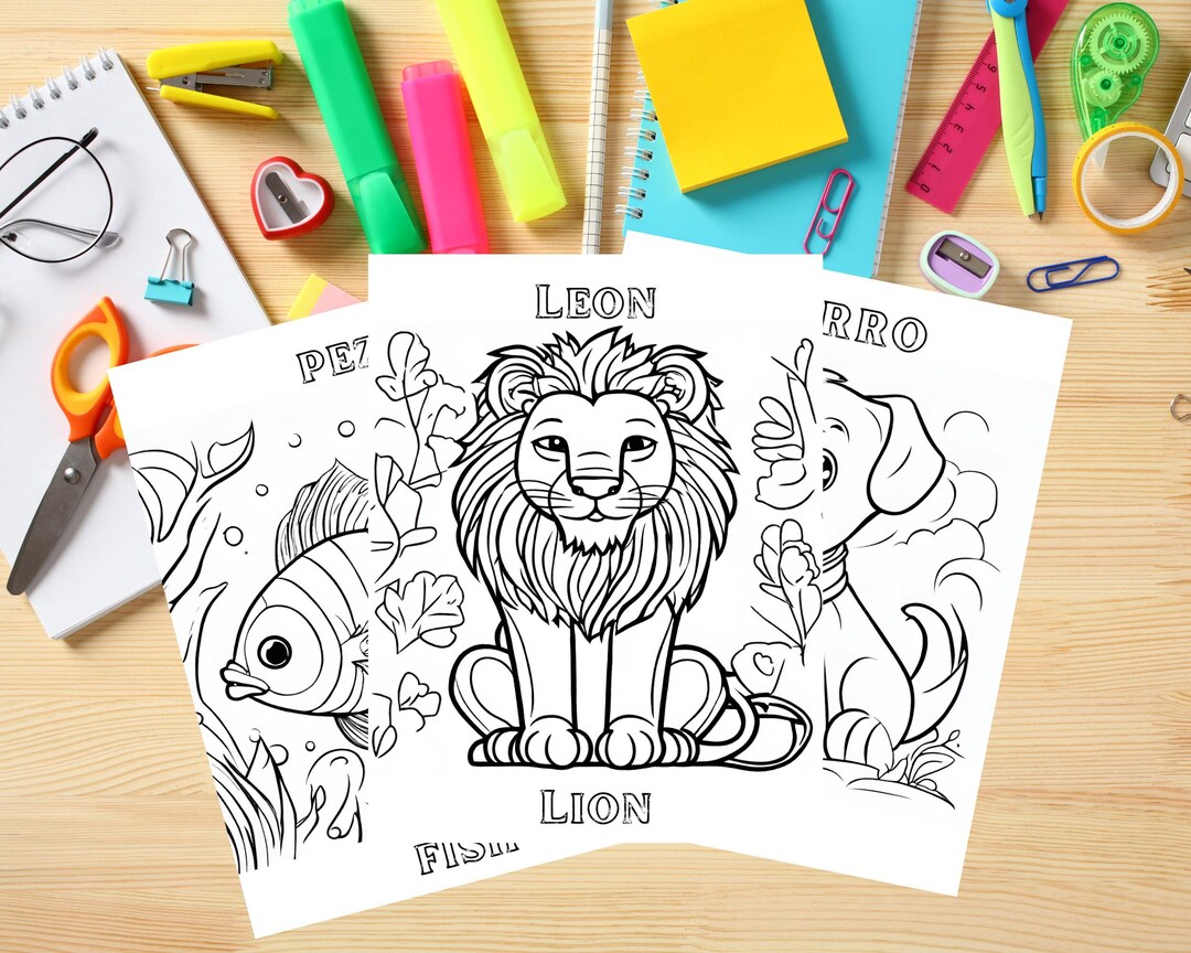 Bilingual Coloring Sheets - English/spanish - Animals - Etsy