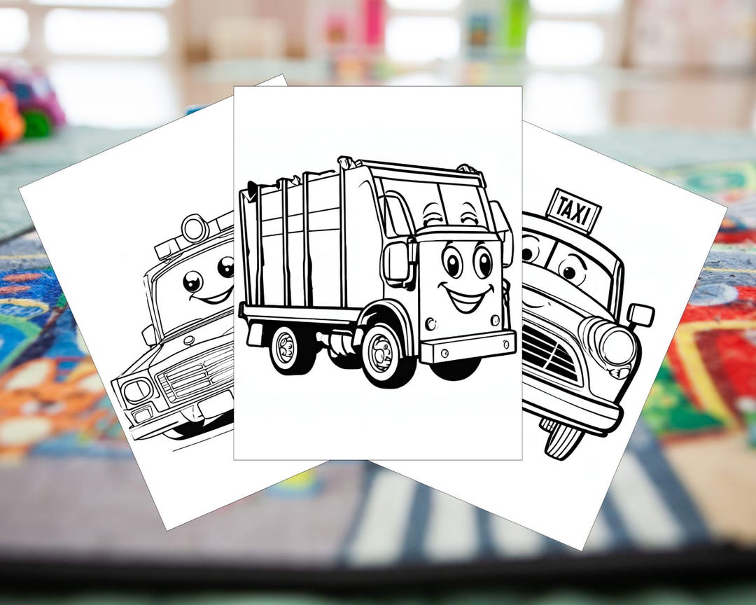 Vehicle Coloring Sheets - Etsy