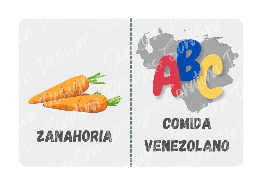 Spanish Flash Cards - Comida - Venezuela - Etsy