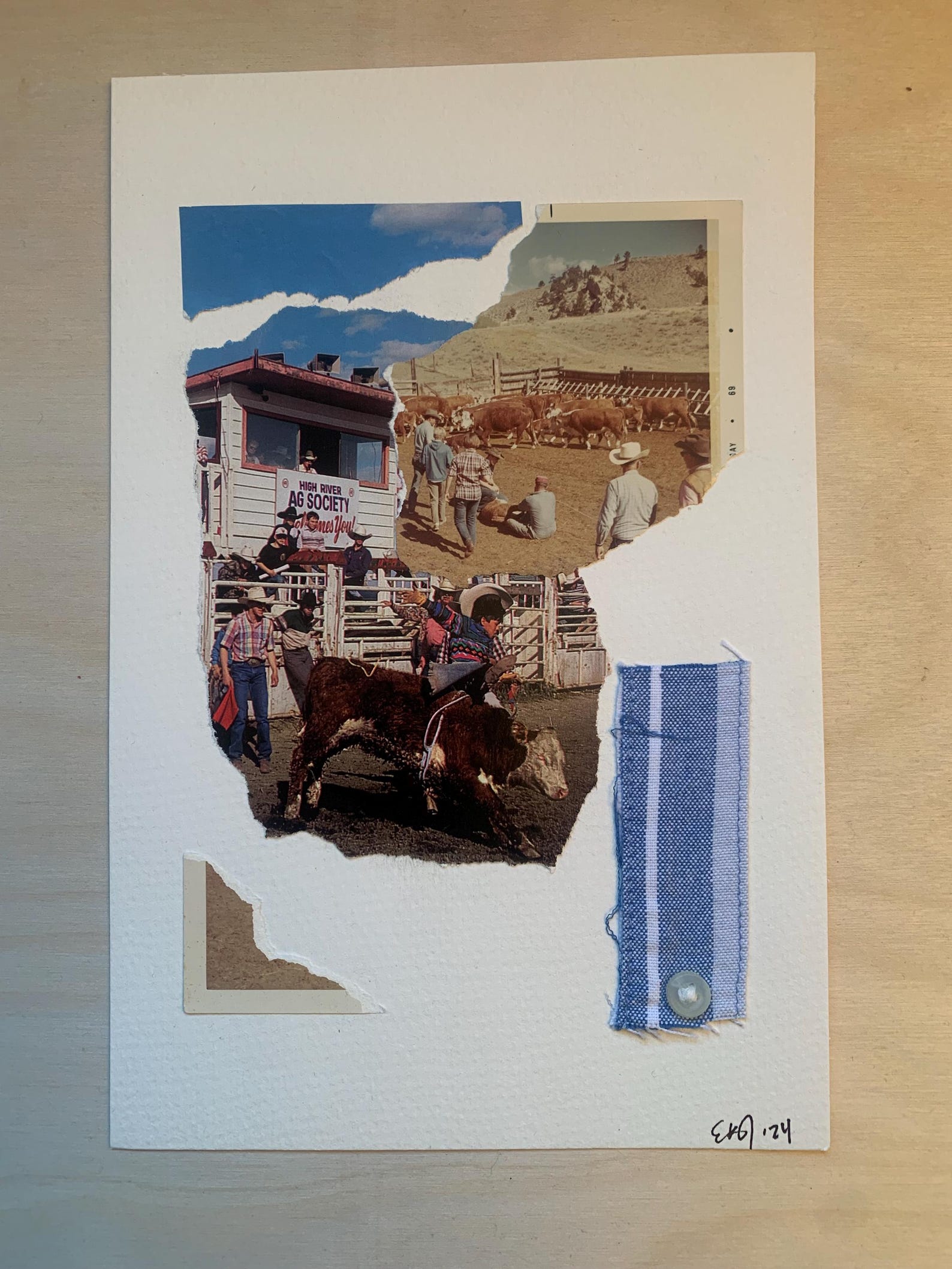 Original Mixed Media Collage Art / let's Go to the Rodeo, 6x9 Cut and ...
