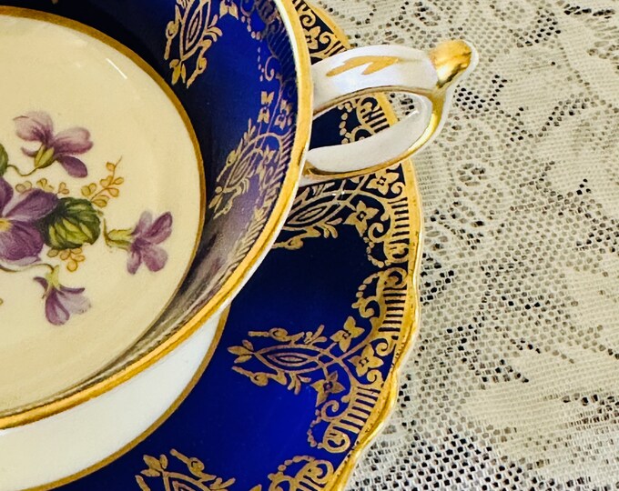 Vintage Paragon Cobalt Blue Teacup and Saucer - Paragon China - Teacup ...