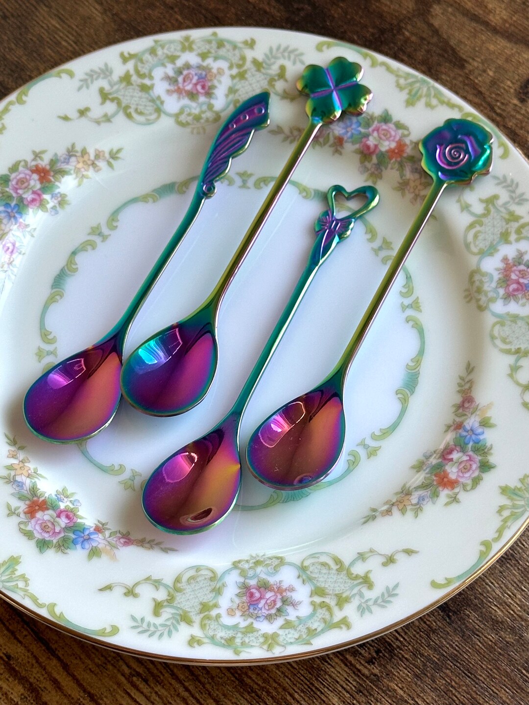 Demitasse Coffee Spoons - Mini Rainbow Dessert Spoons - Set of 4 - Etsy