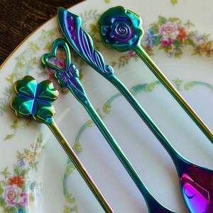 Demitasse Coffee Spoons - Mini Rainbow Dessert Spoons - Set of 4 - Etsy