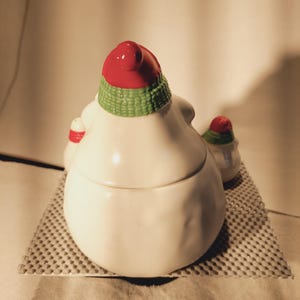 Hallmark 7” Musical Ceramic Snowman Cookie Jar With Tags. and Matching ...