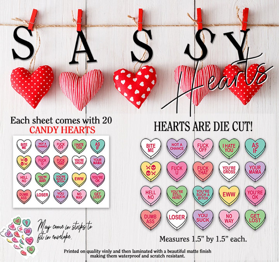 Someone Break Your Heart? Sassy Candy Heart Laminated Stickers ...