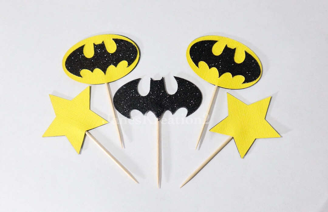 Bat Cupcake Toppers Set of 12 Bat Logo Birthday Party Decorations Bat ...