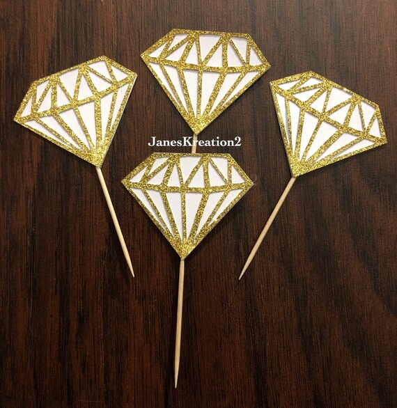 Gold Cupcake Toppers Diamond Ring Cupcake Toppers Bridal | Etsy