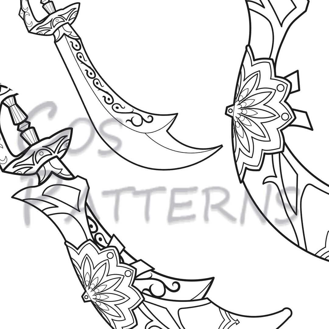 Riju Swords and Seath Tears of the Kingdom Blueprints Cosplay Pattern ...