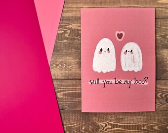 Greeting Cards, Cute Ghost Be My Boo Card, Set of 10 Blank Note Cards ...