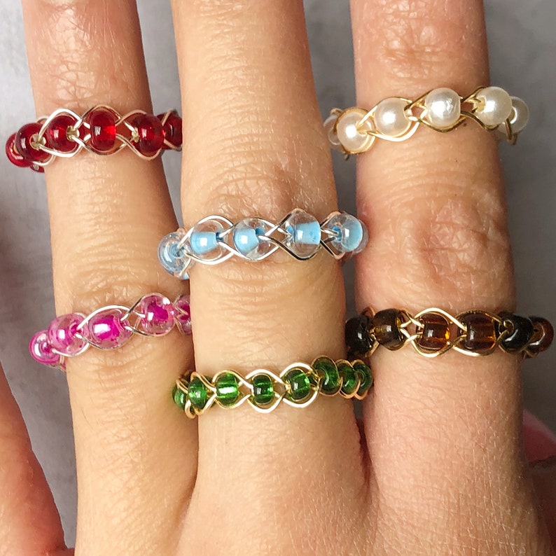 braided-wire-ring-weaved-beaded-wire-ring-pearl-wire-ring-etsy
