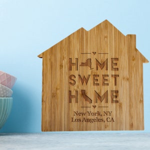 Personalized, Engraved House-shaped Bamboo Cutting Board Makes an Ideal ...