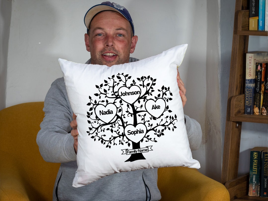 Personalized Family Tree Throw Pillow Cover With Family & Member Names ...