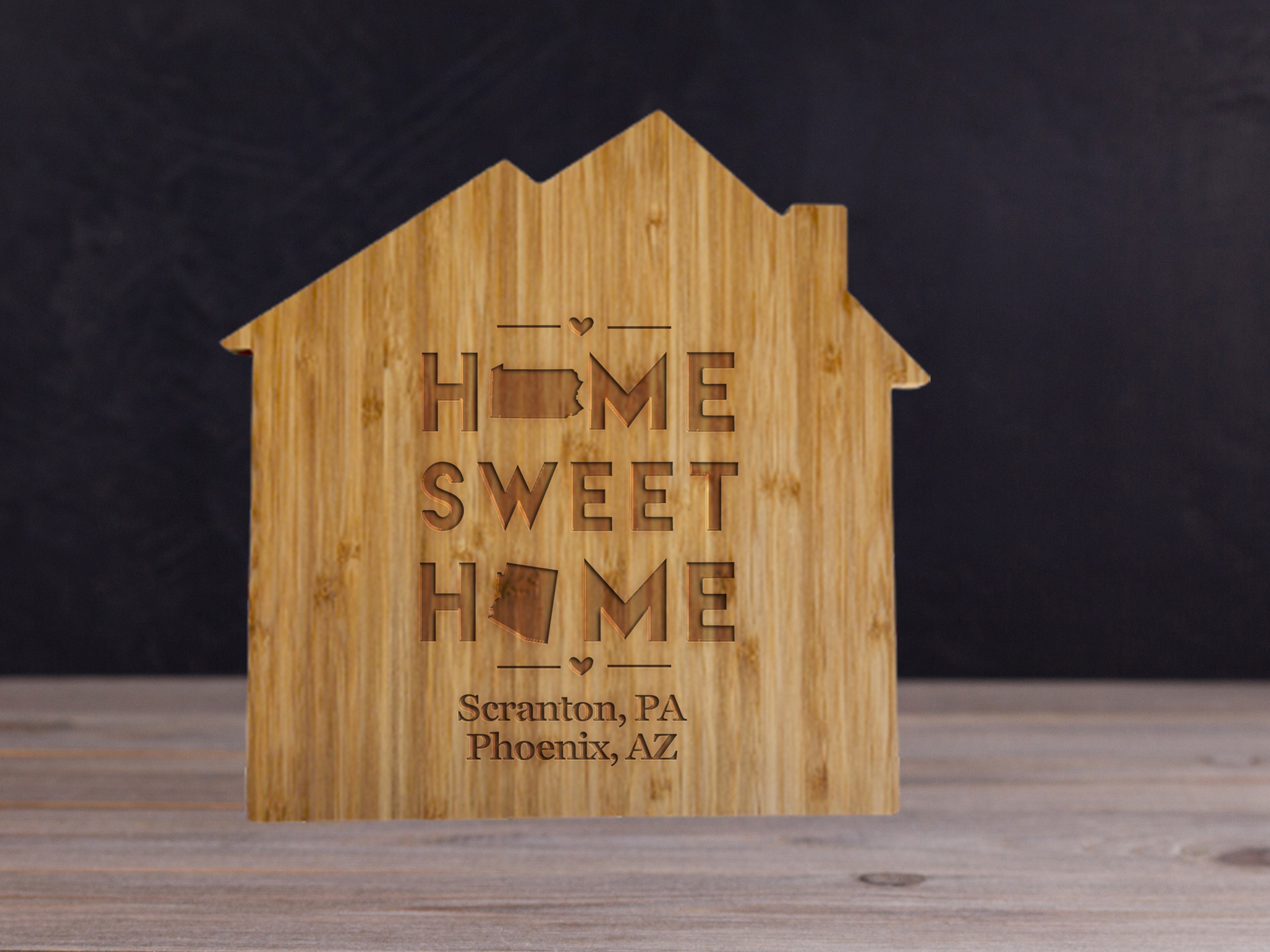 Personalized, Engraved House-shaped Bamboo Cutting Board Makes an Ideal ...