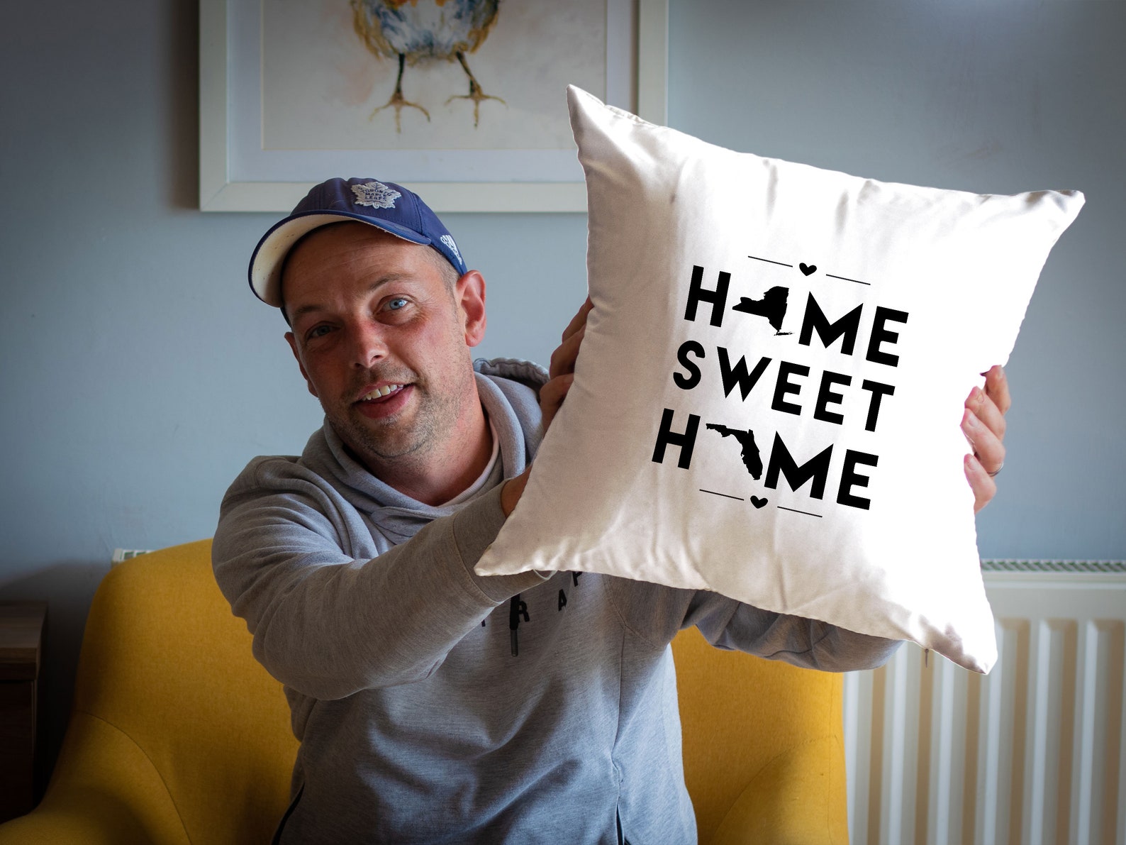 Unique Pillowcase, Home Sweet Home With New York and Florida Map ...