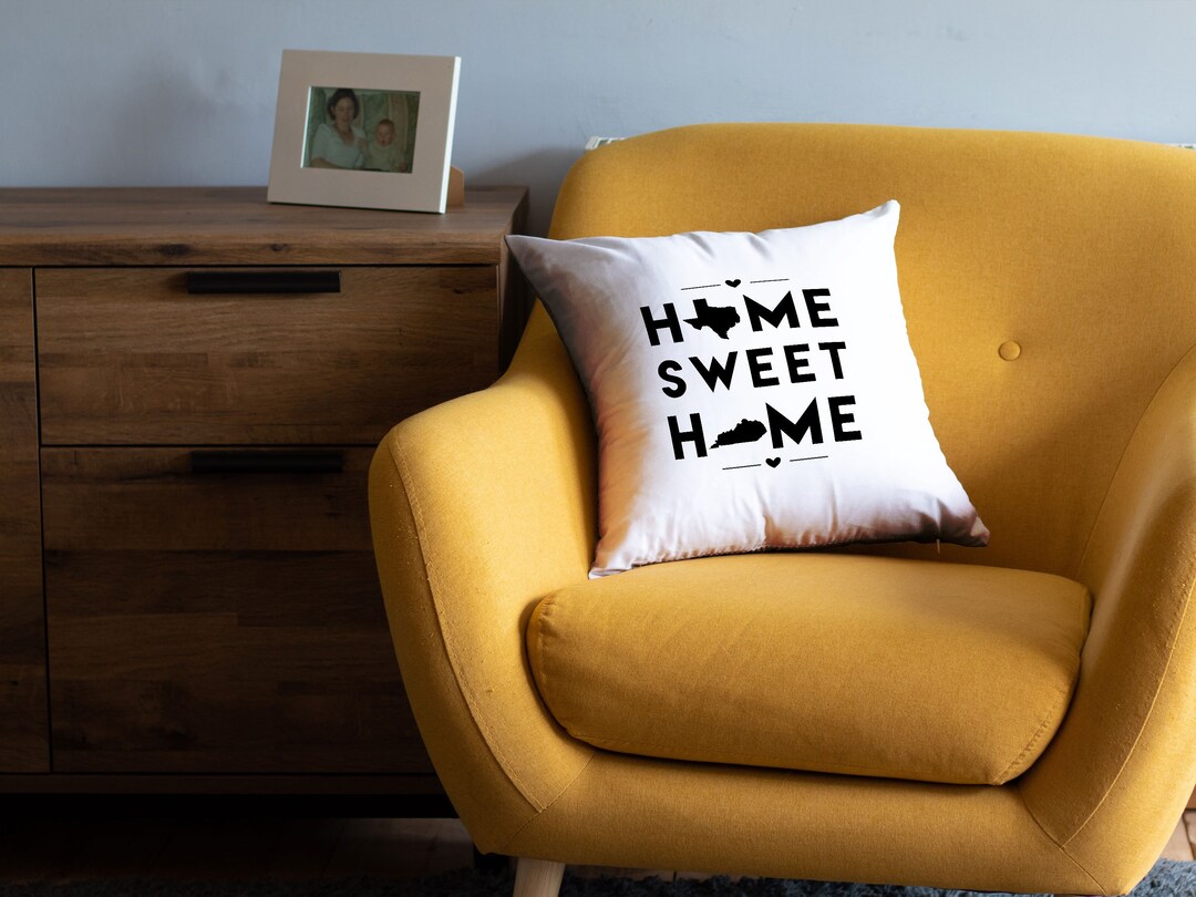Texas & Kentucky - Home Sweet Home State Maps Throw Pillow Cover With ...
