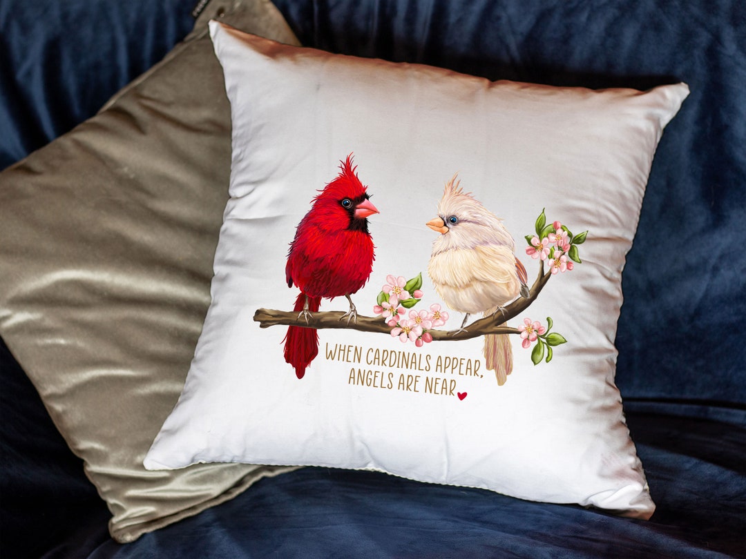 When Cardinals Appear Family Memorial Decorative Throw Pillow, Sofa ...