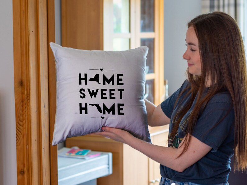 Unique Pillowcase, Home Sweet Home With New York and Florida Map ...