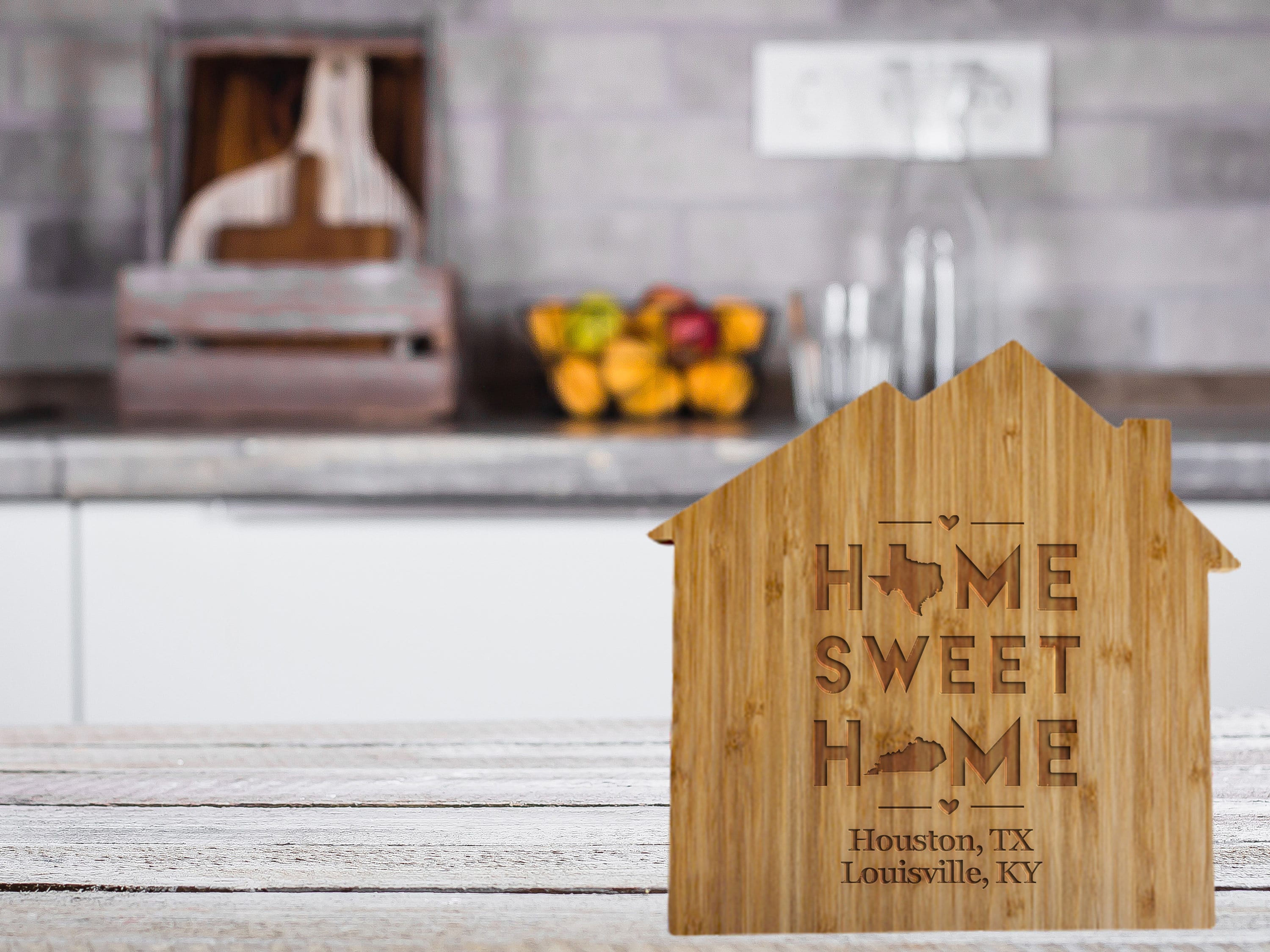 Personalized, Engraved House-shaped Bamboo Cutting Board Makes an Ideal ...