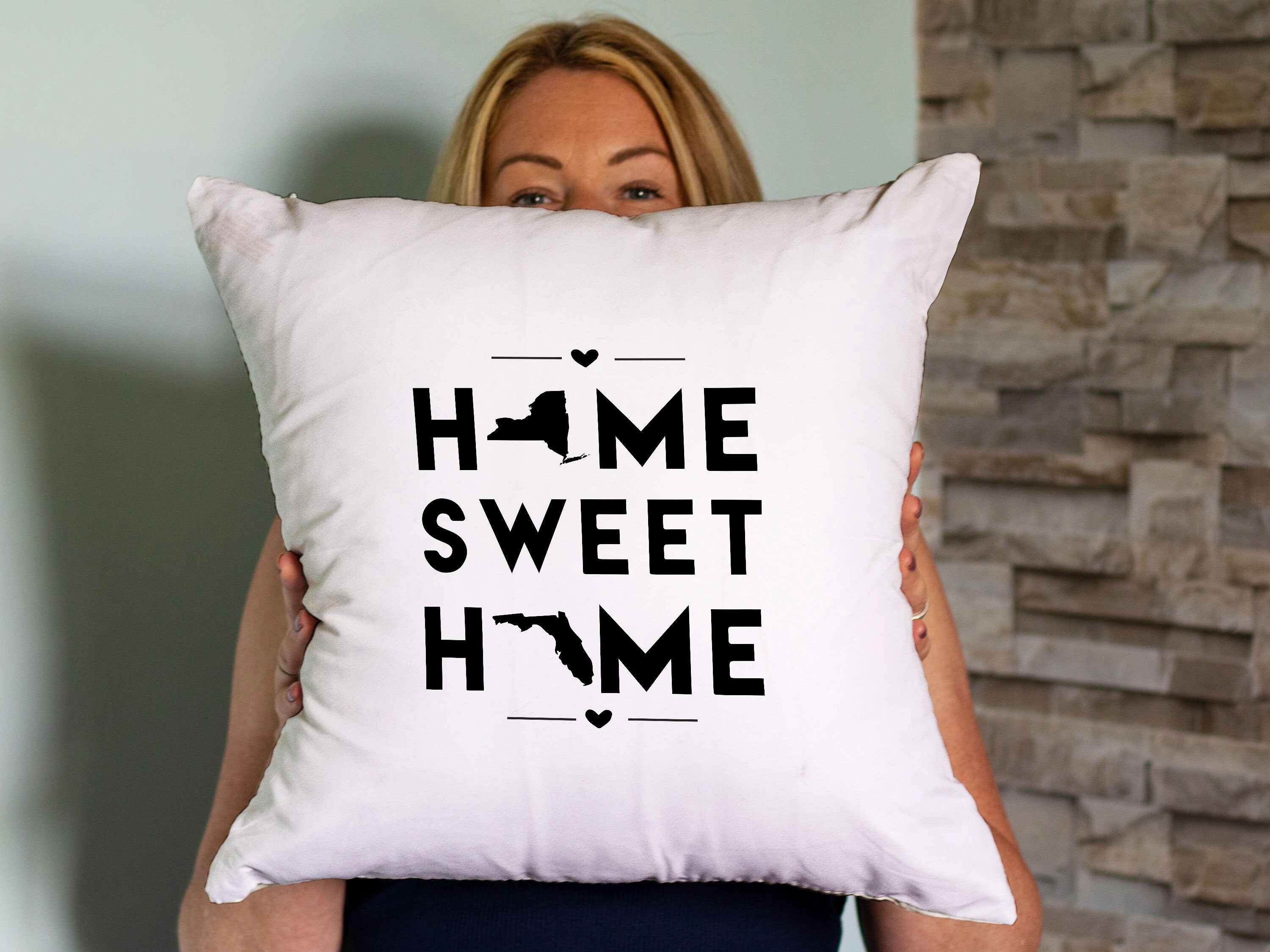 Unique Pillowcase, Home Sweet Home With New York and Florida Map ...