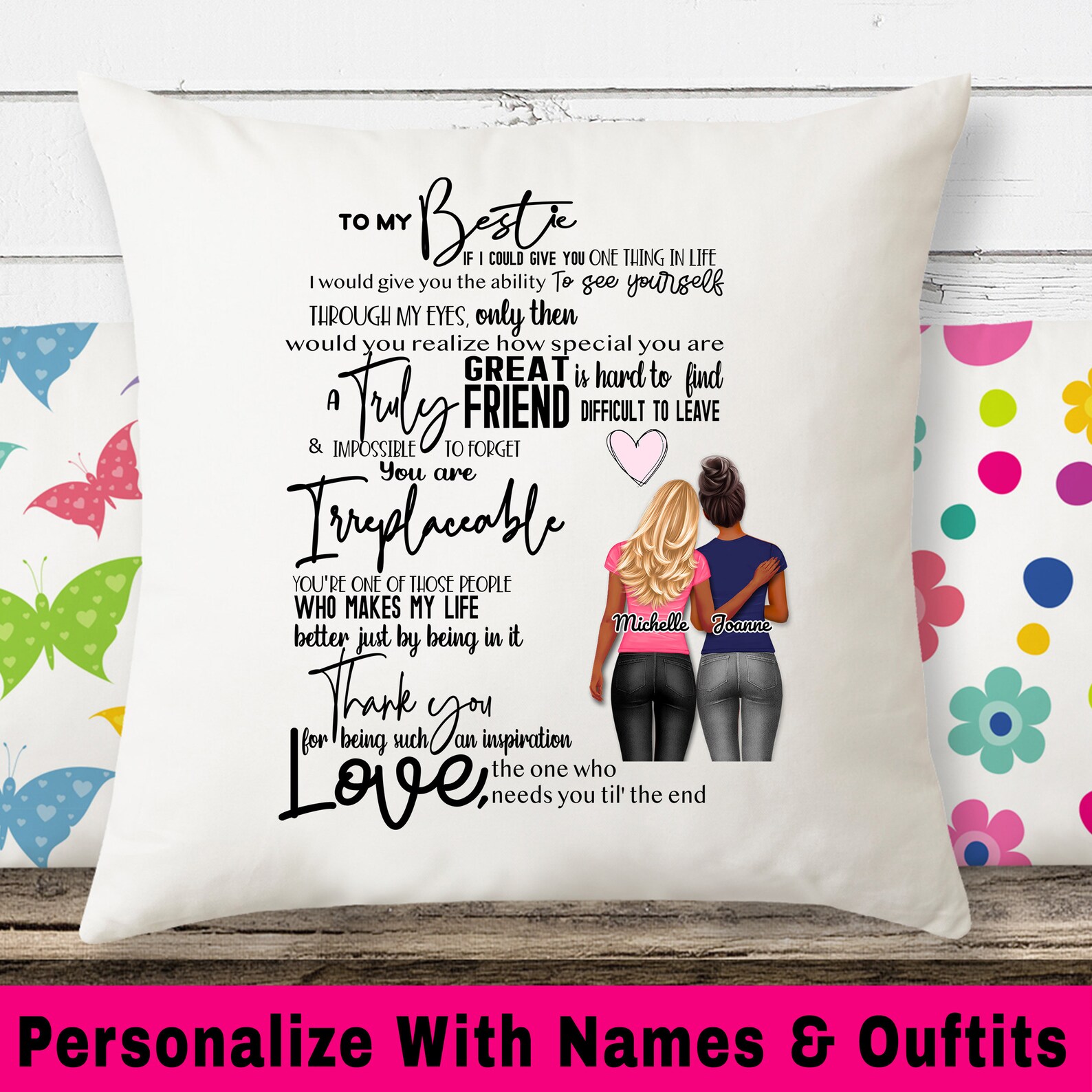 Personalized Bestie Pillow Cover Friendship Pillowcase | Etsy