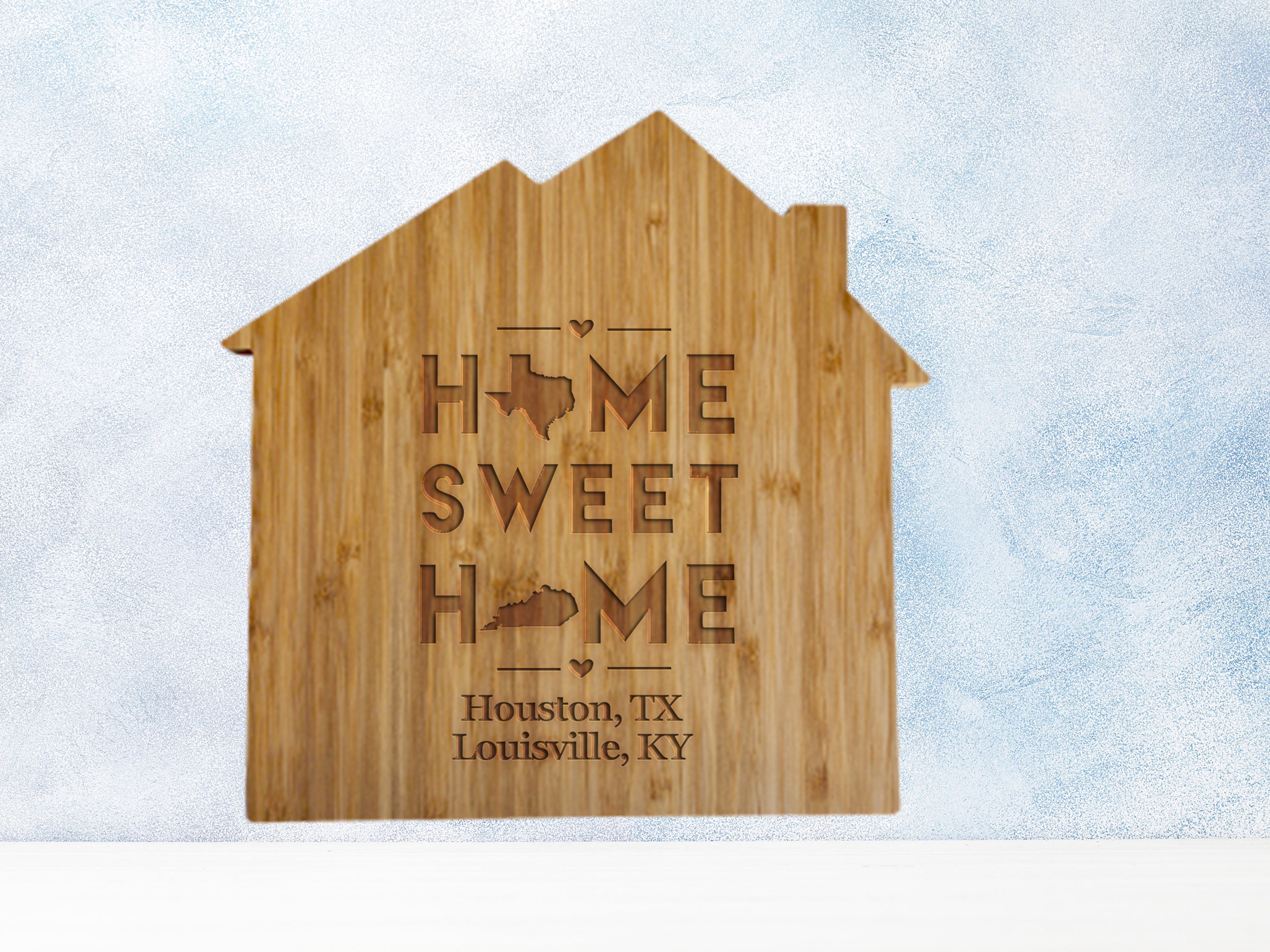 Personalized, Engraved House-shaped Bamboo Cutting Board Makes an Ideal ...