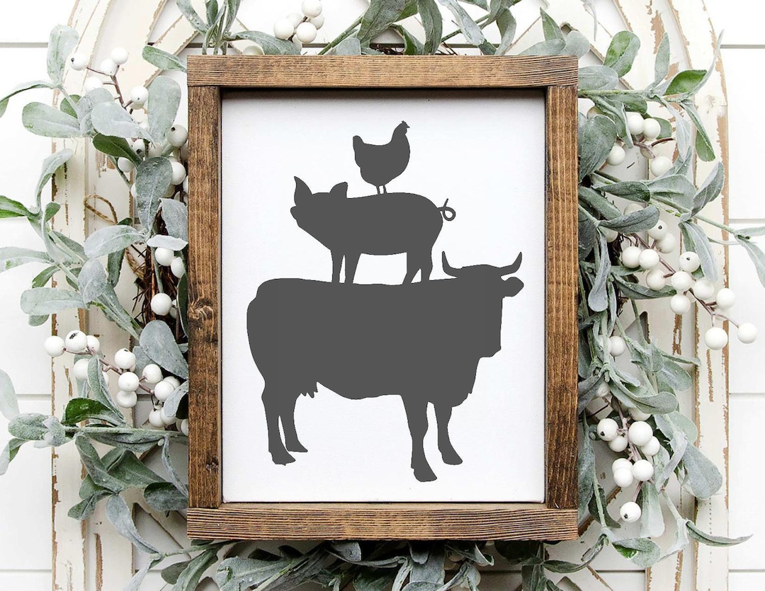 Cow Pig Chicken Sign SVG, Farmhouse SVG, Farm Fresh SVG, Country ...