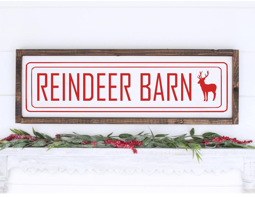 Christmas Sign SVG, Reindeer Barn SVG, Farmhouse Christmas SVG, Holiday ...