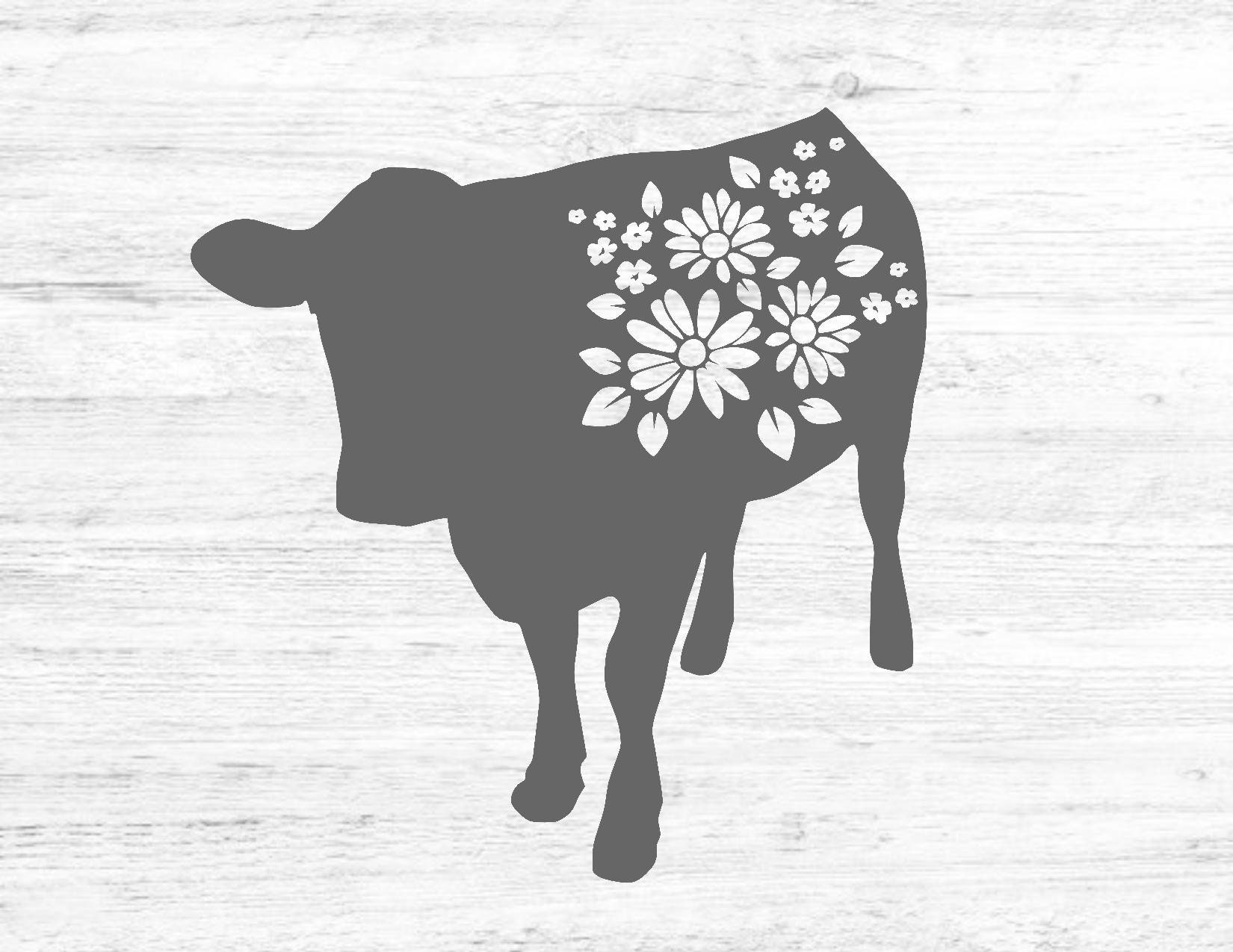 Cow SVG Cow Design SVG Flower SVG Heifer Floral Farm - Etsy