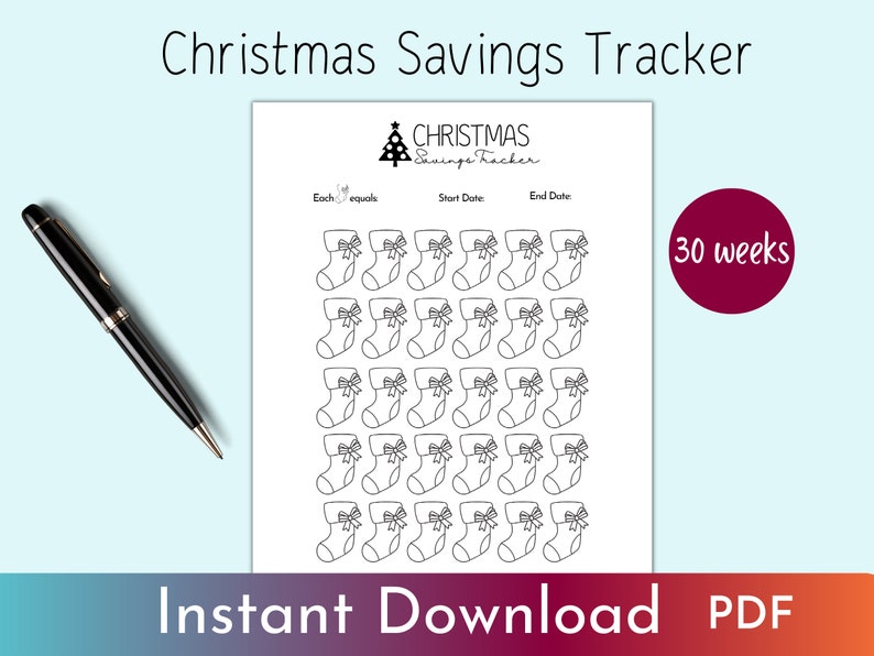Christmas Savings Challenge, Savings Tracker, Monthly Savings Challenge ...