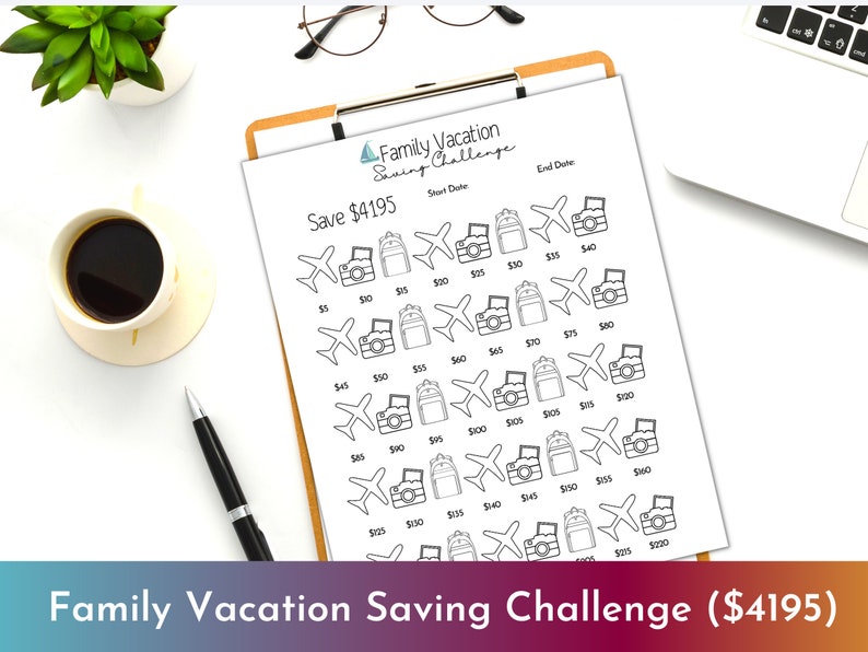Vacation Savings Challenge, Savings Printable, Savings Planner, Saving ...