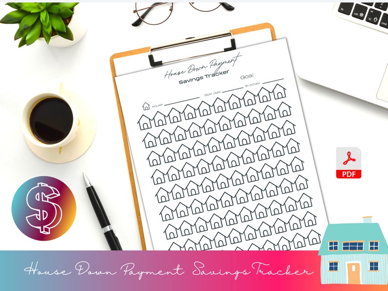 House Savings Tracker Printable, House Down Payment Savings Challenge ...