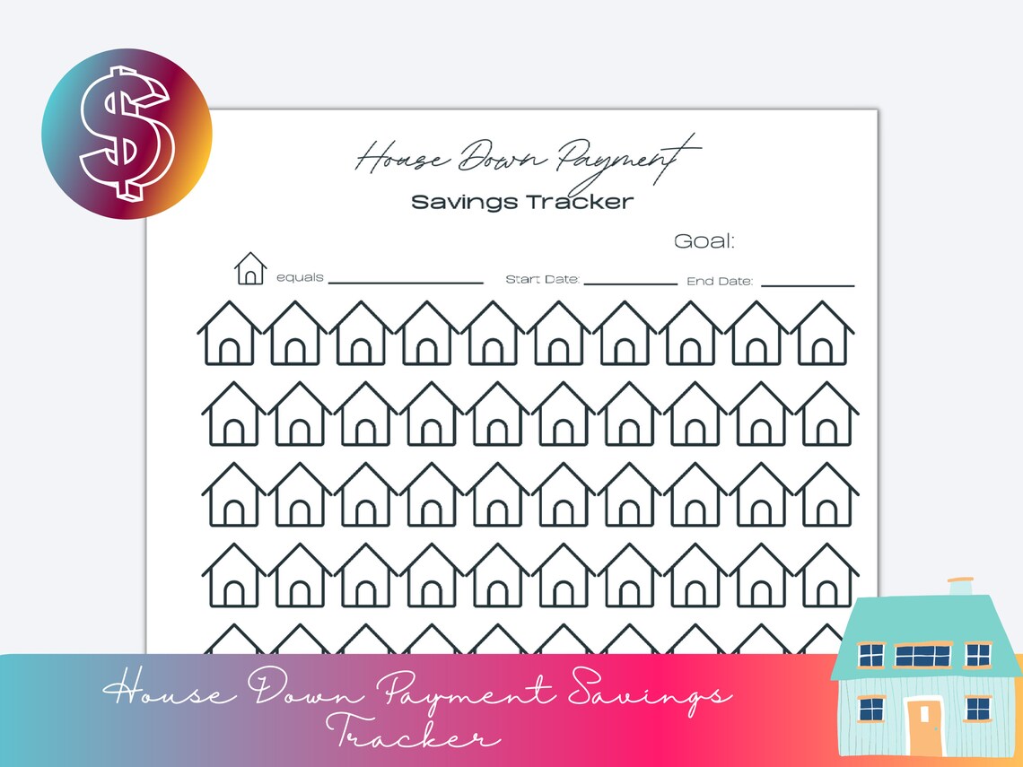 House Savings Tracker Printable, House Down Payment Savings Challenge ...