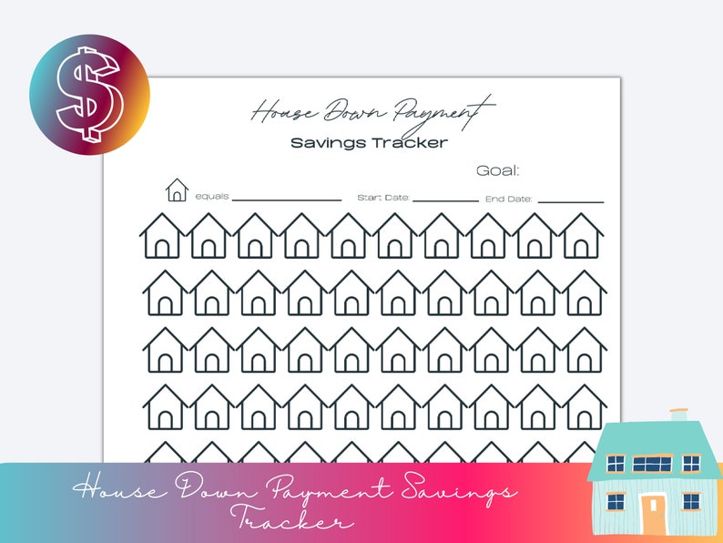 House Savings Tracker Printable, House Down Payment Savings Challenge ...