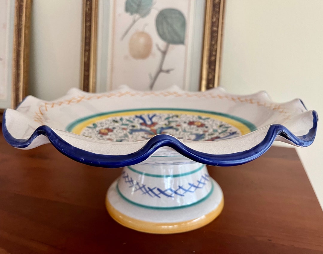 VINTAGE | Meridiana Ceramiche Pedestal Compote Bowl | Italian Pottery ...