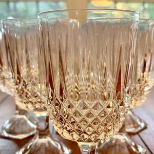 VINTAGE | Fostoria Stratton Water Goblets | Large Wine Glasses | Heavy ...